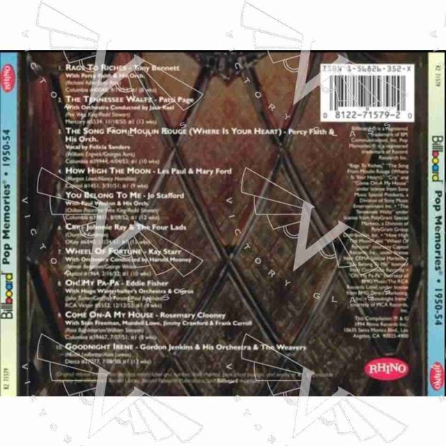 Billboard Pop Memories (1950-1954) CD - Victory Glass