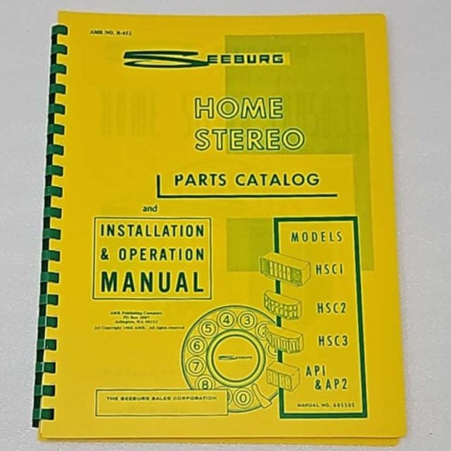 Seeburg HSC1/2/3/AP1/2 Installation, Operation and Parts Manual R-452 ...